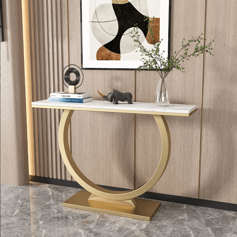 Niccolò Half oval Ceramic top Console Table/Ceramic top/ Powder-coated